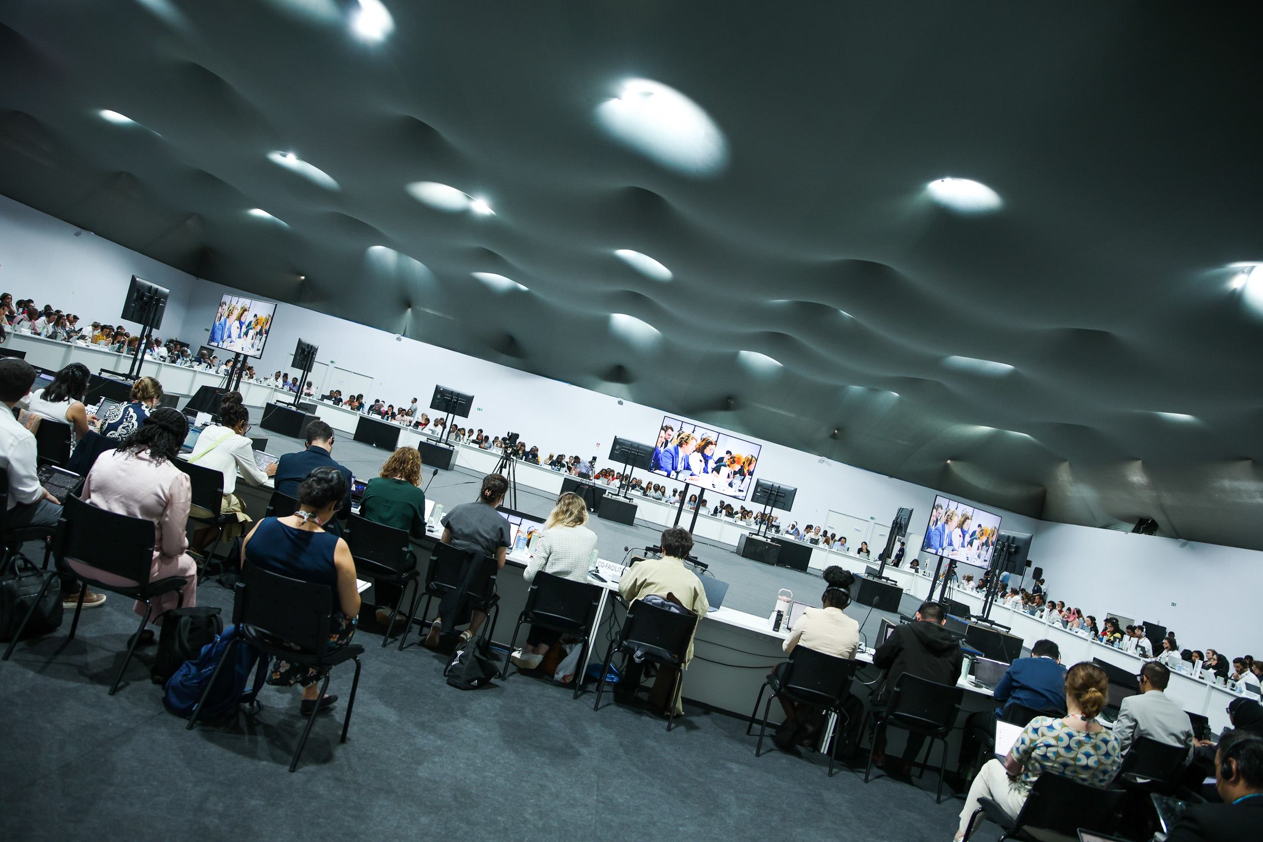 View of the room during informal consultations on the Global Goal on ...