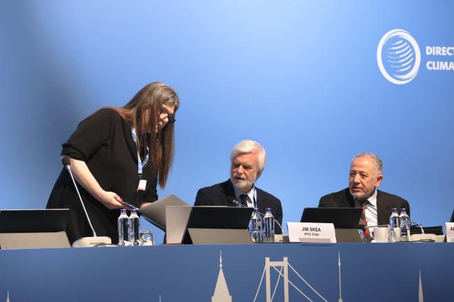 Laura Biagioni, IPCC Secretariat, IPCC Chair Jim Skea, and IPCC ...