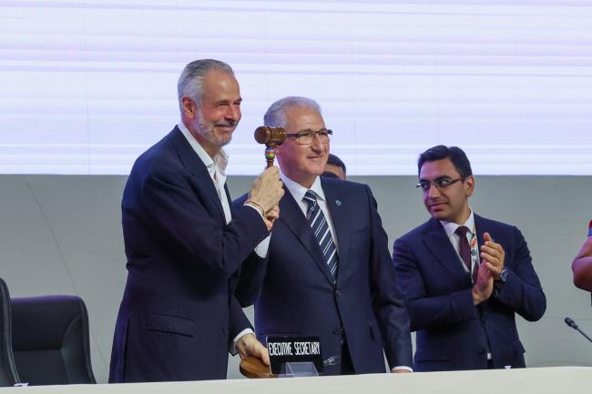 COP 30 President André Corrêa do Lago, with COP 29 President Mukhtar ...